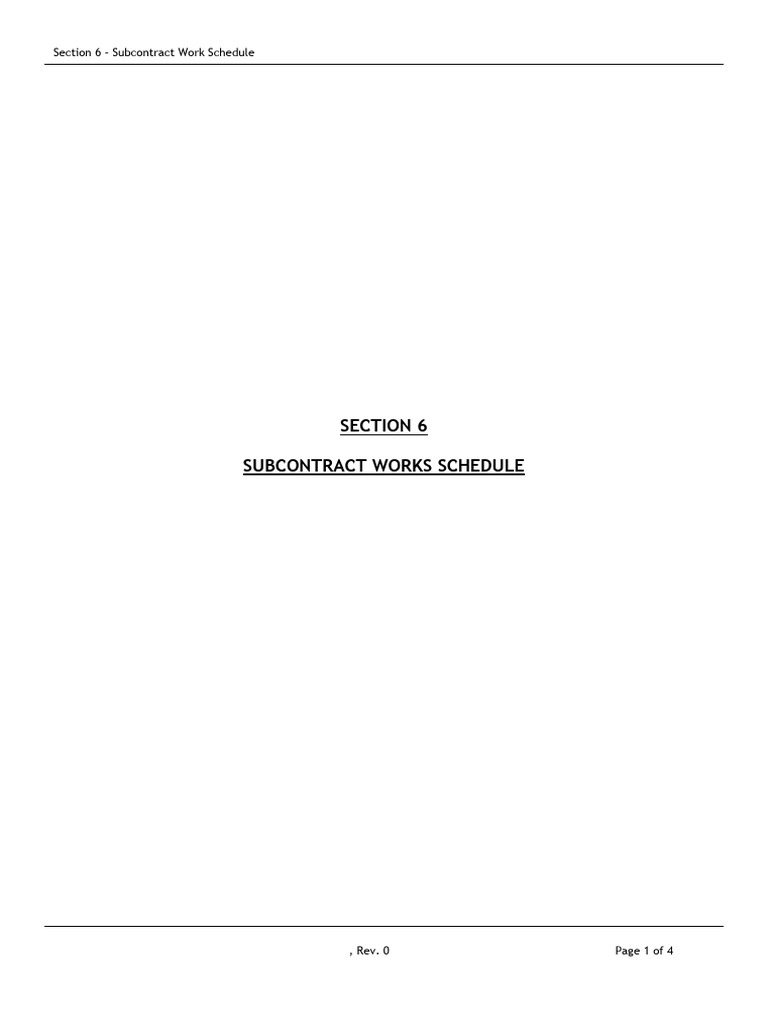 Section 6-Subcontract Works Schedule | PDF | Subcontractor | Business