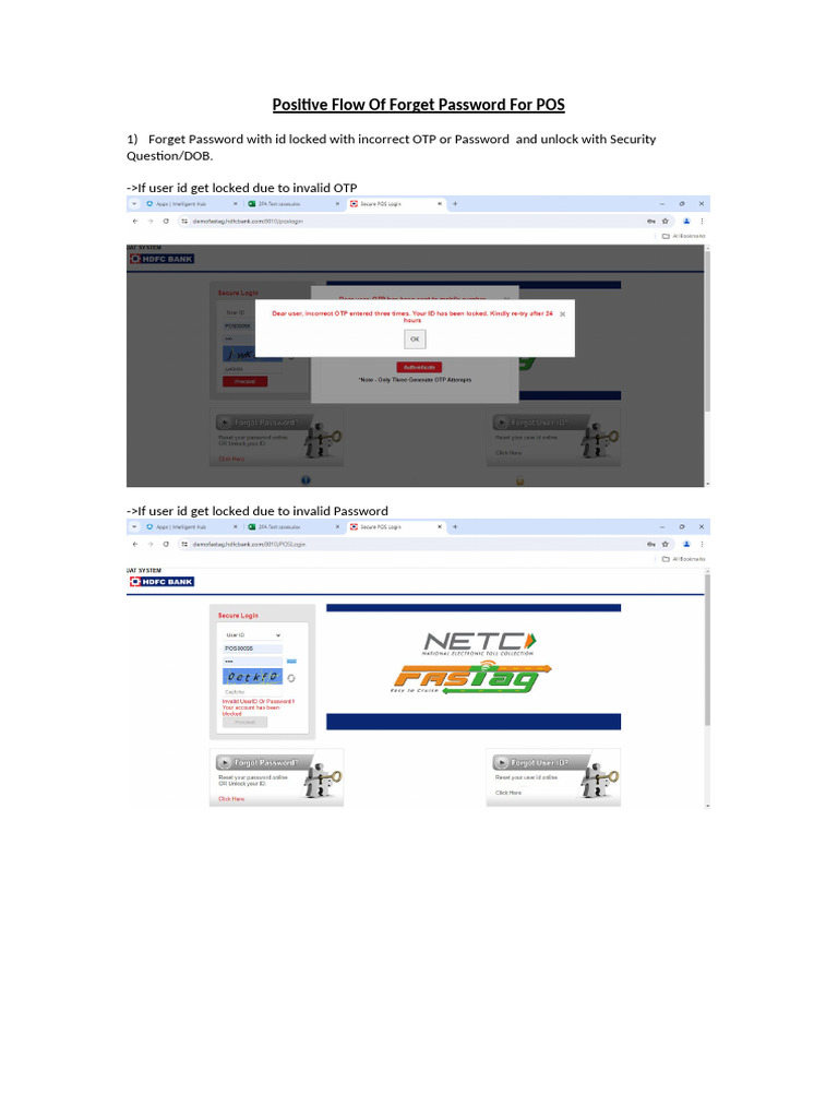 Positive Flow of Forget Password For POS | PDF