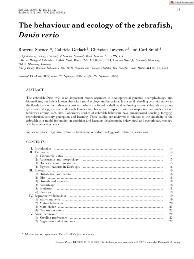 Biological Reviews - 2007 - Spence - The Behaviour and Ecology of The ...