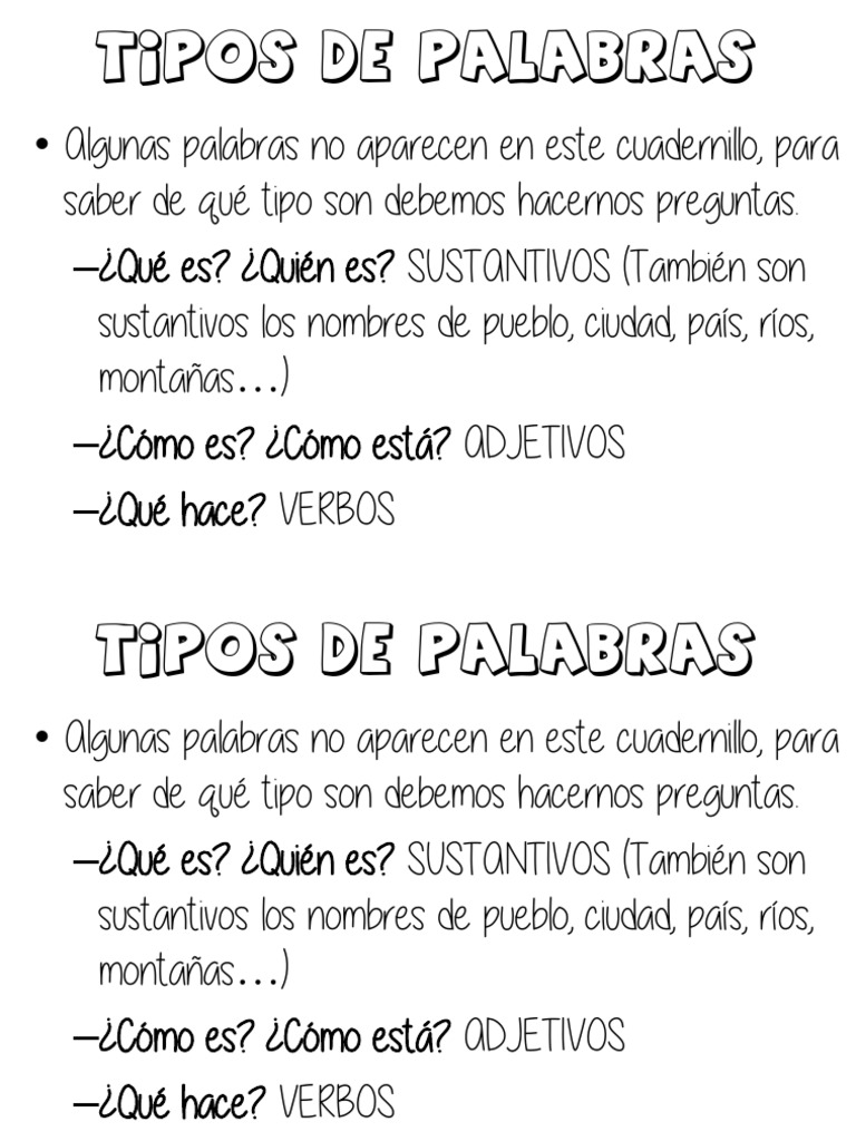 Flipbook Tipos de Palabras Analisi Morfologico | PDF