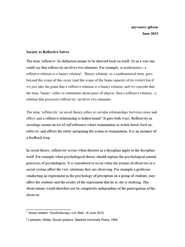 Society As Reflective Selves | PDF | Reflexivity (Social Theory ...