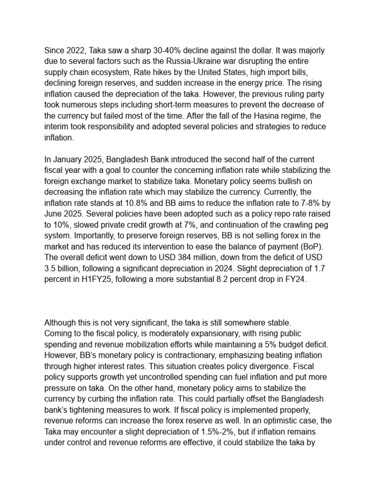 Bangladesh Taka Stability Analysis 2025 | PDF | Inflation | Government ...
