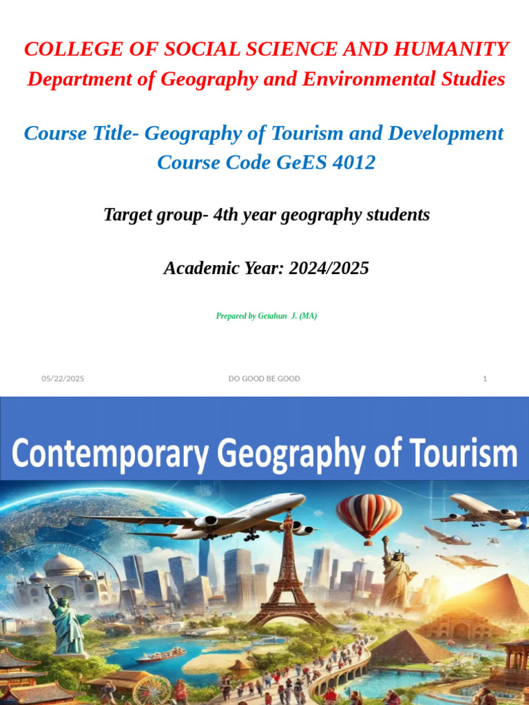 Geography of Tourism Overview | PDF | Marketing | Tourism