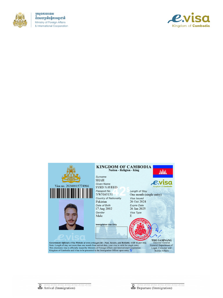 E-Visa Certificate NW5165151 | PDF