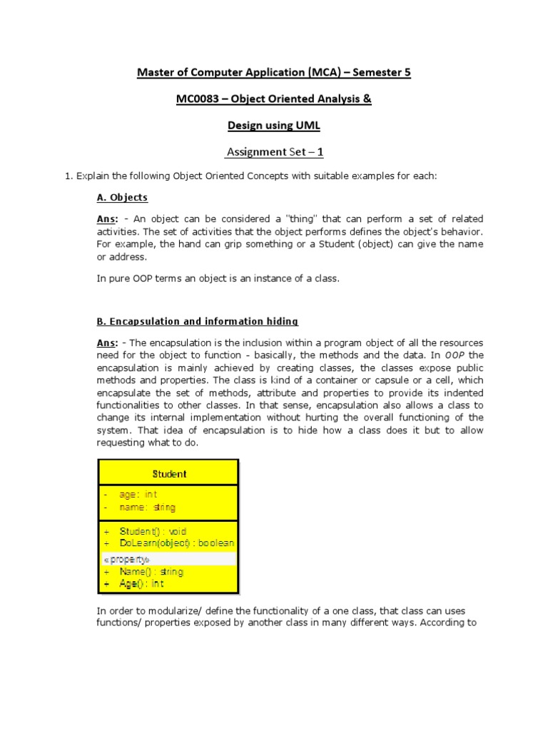 Master of Computer Application (MCA) - Semester 5 MC0083 - Object Oriented Analysis & Design ...