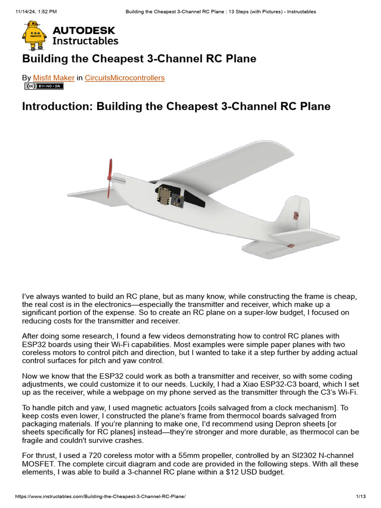 Building The Cheapest 3-Channel RC Plane - 13 Steps (With Pictures) - Instructables | PDF | Wi ...