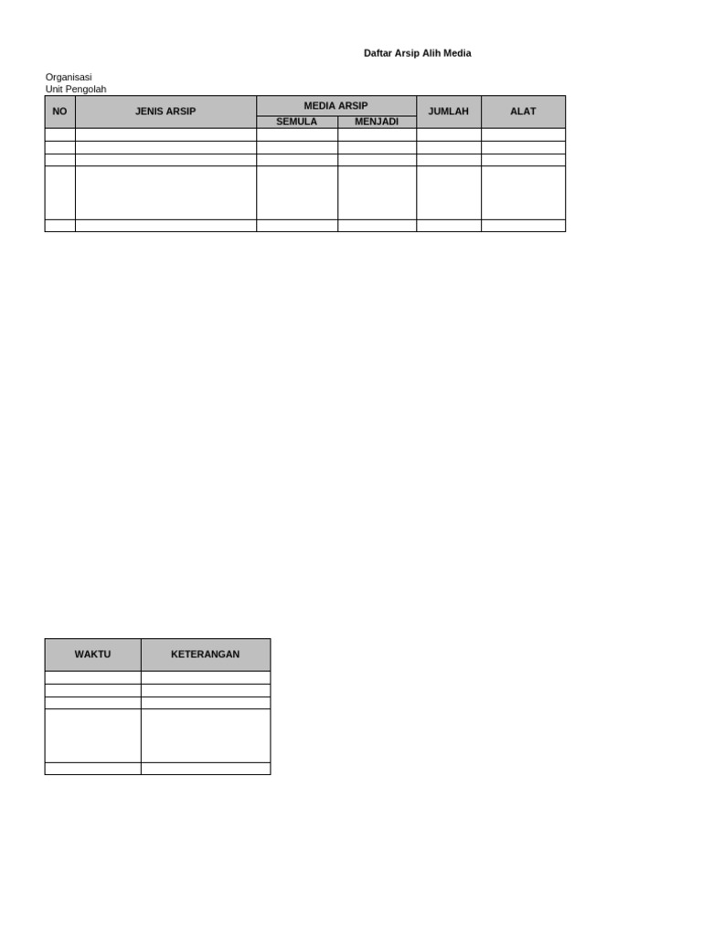 Daftar Arsip Alih Meida UK 1 (ASKE) | PDF