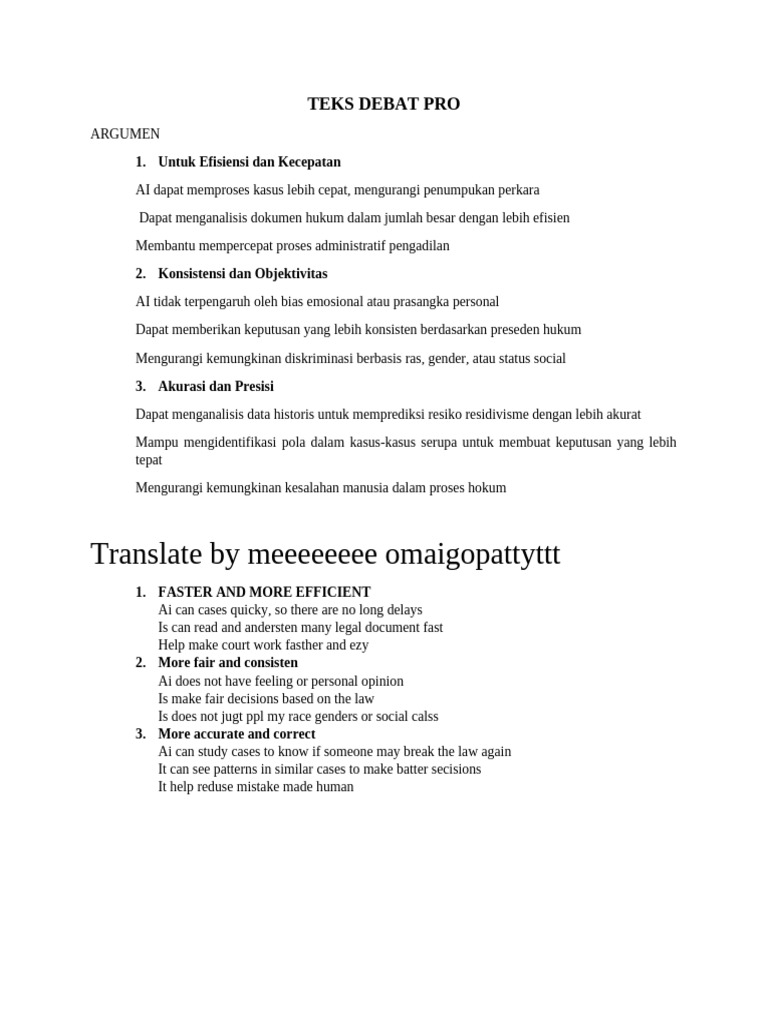 TEKS DEBAT PRO wowwww | PDF