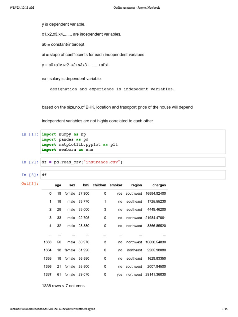 Outlier Treatment - Jupyter Notebook | PDF | Data Analysis | Econometrics