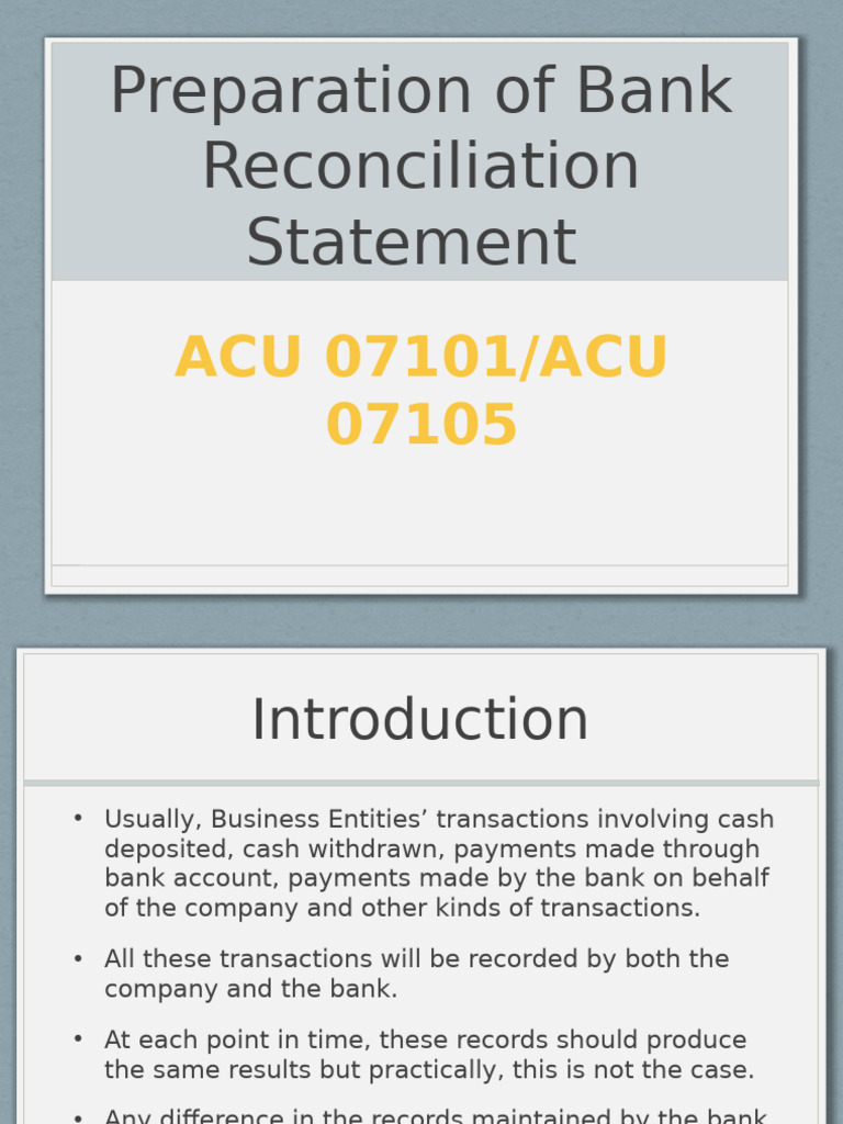 Bank Reconciliation Statement Guide | PDF | Banks | Cheque