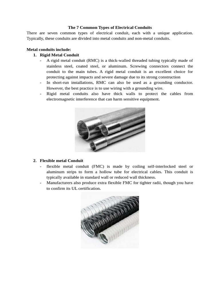 Types of Conduits & Its Accessories | PDF | Pipe (Fluid Conveyance ...