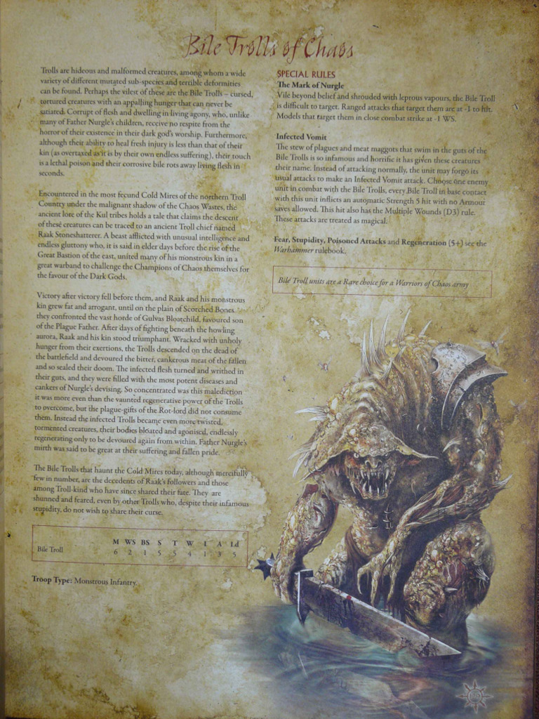 Bile Troll 8th Ed Warhammer | PDF