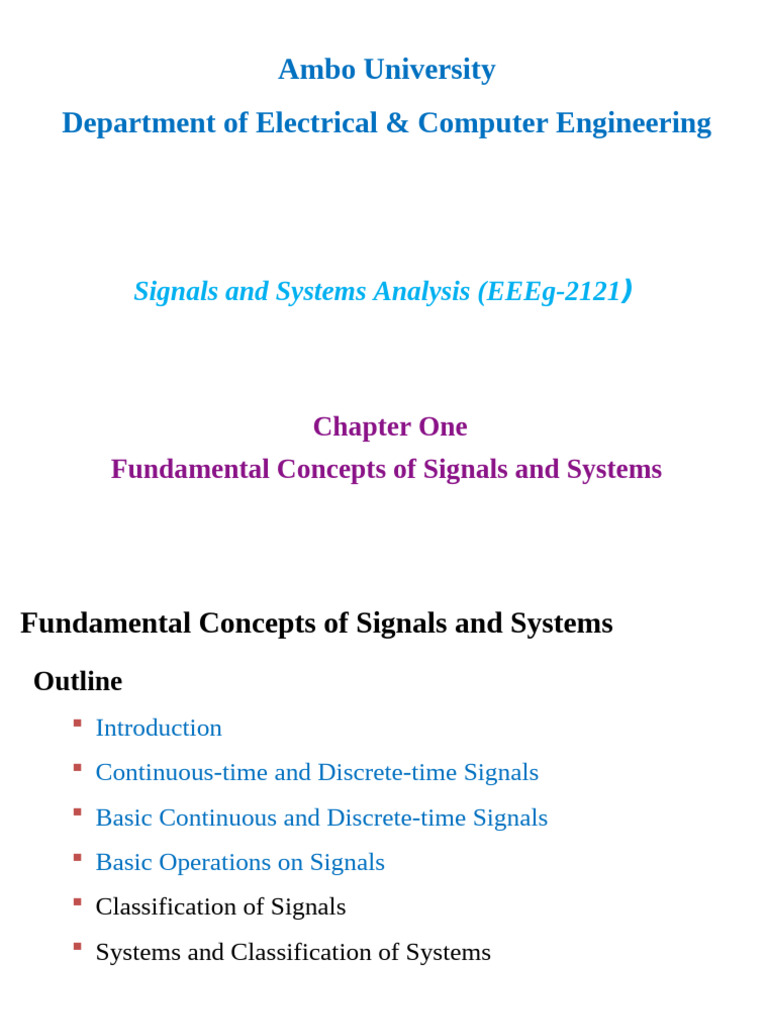 01-Fundamental Concepts of Signals and Systems | PDF | Discrete Time ...