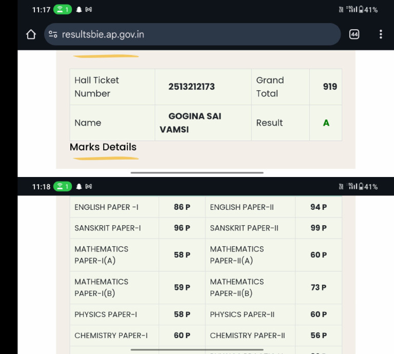 Sai Vamsi Inter Result | PDF