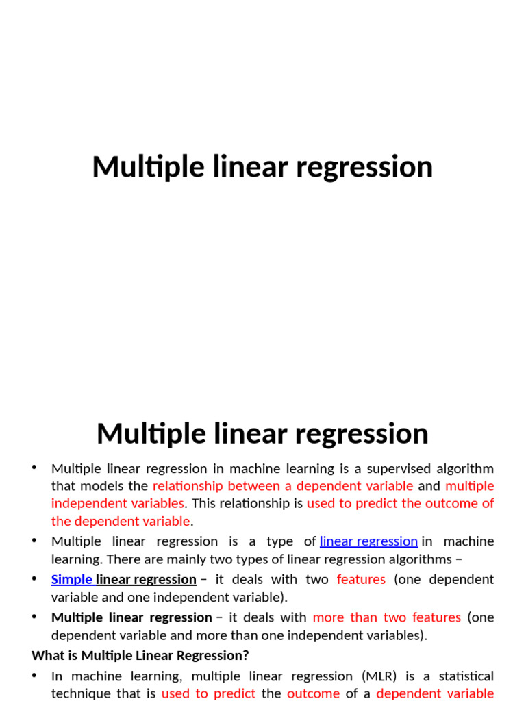 Multiple Linear Regression | PDF | Linear Regression | Dependent And ...