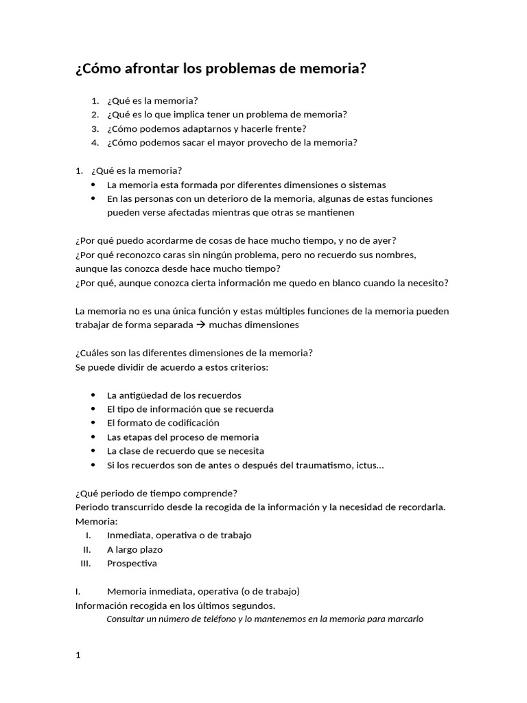 Como Afrontar Problemas Memoria | PDF | Memoria | Información