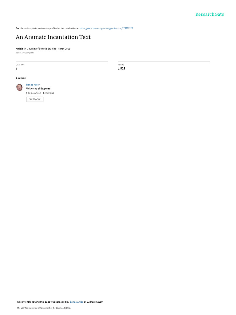 An Aramaic Incantation Text | PDF