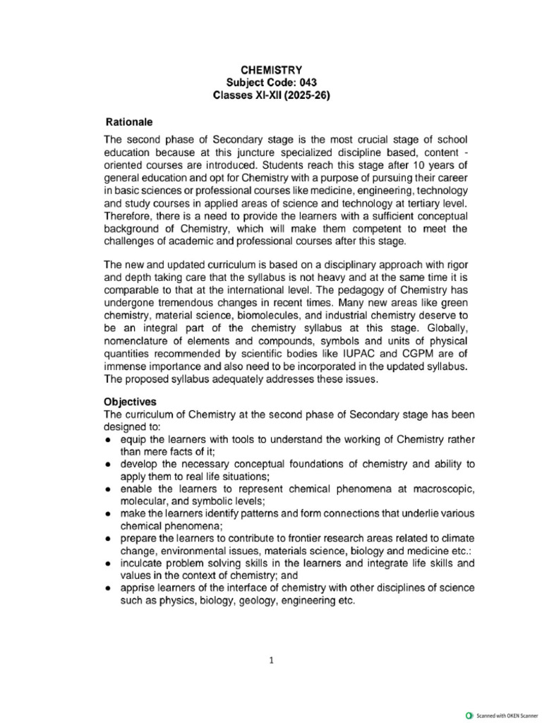Chemistry SrSec 2025-26 | PDF