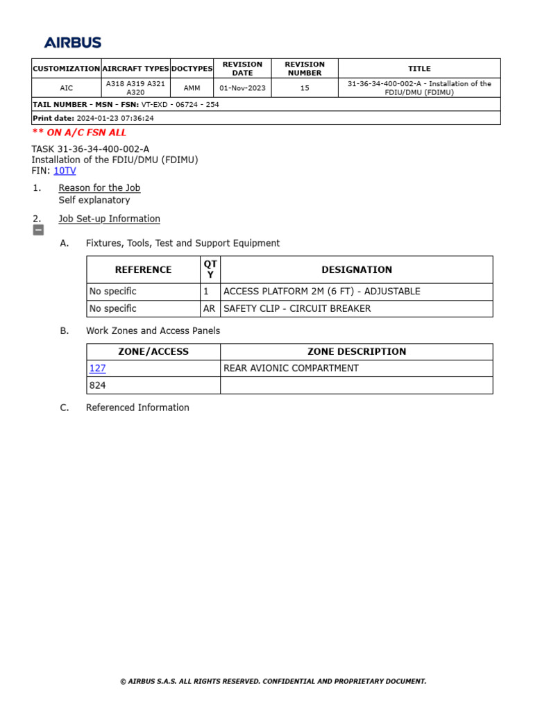 AIC - A318 - A319 - A320 - A321 - AMM - FSN - 254 - 01-Nov-2023 - 31-36-34-400-002-A ...