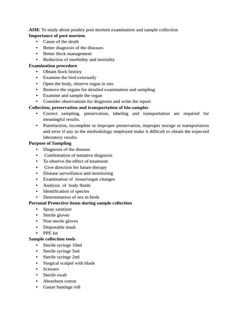 Poultry Post Mortem | PDF