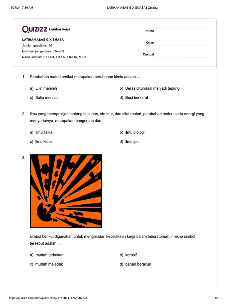 Latihan Asas Ganjil 2425 - X Smasa | PDF