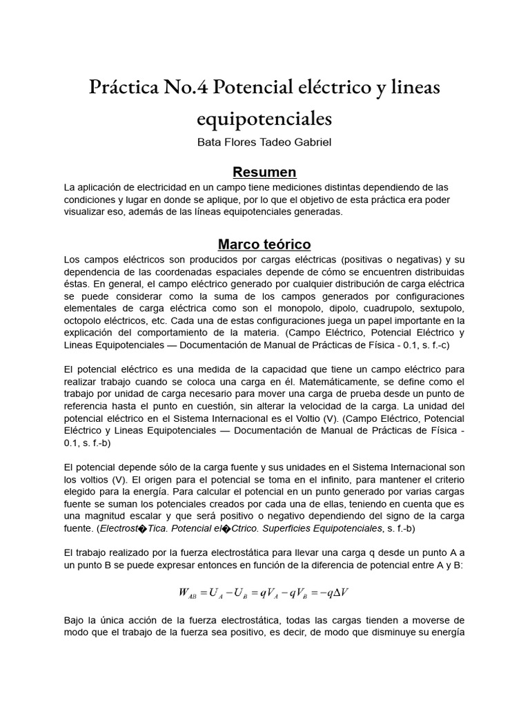 Electro Practica 4 Corregida | PDF | Energía potencial | Electricidad