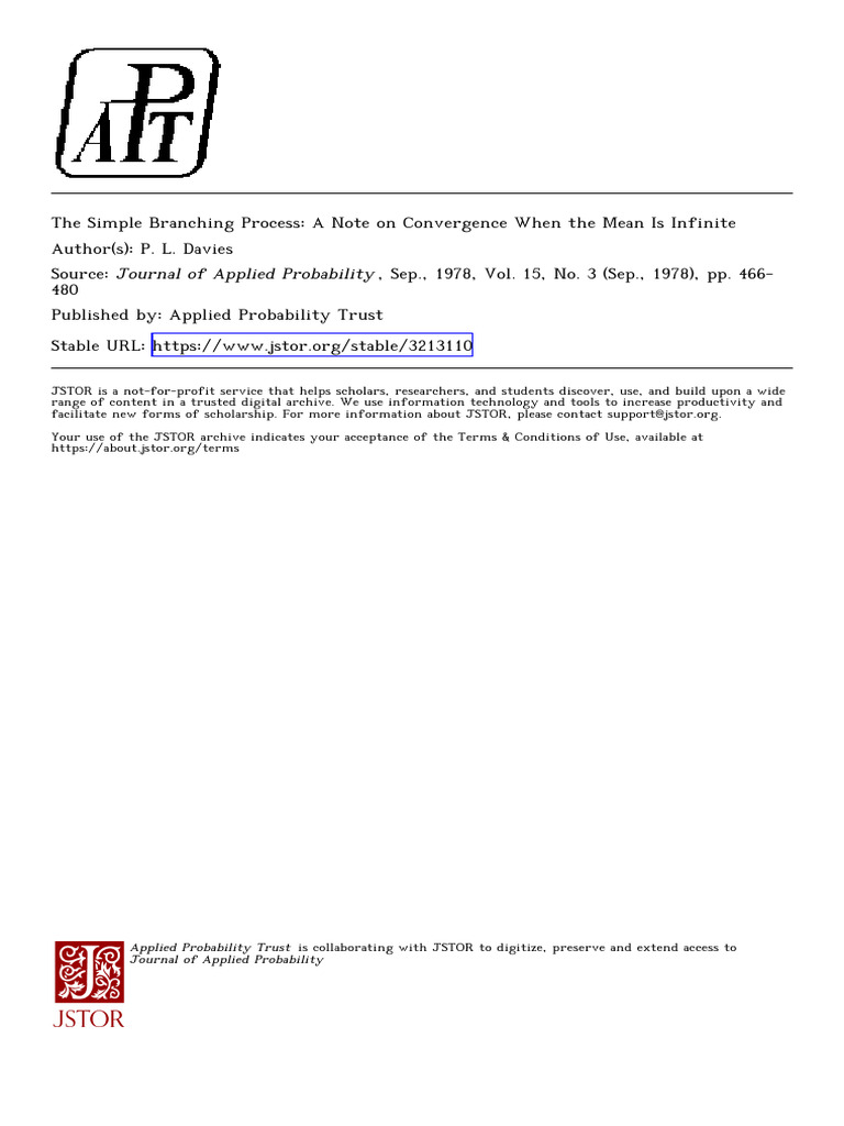 Davies-Simple Branching Process | PDF | Distribution (Mathematics ...