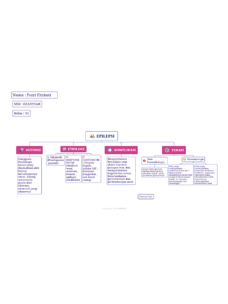 Mind Map Epilepsi - Putri Fitriani - 248 - 3G | PDF