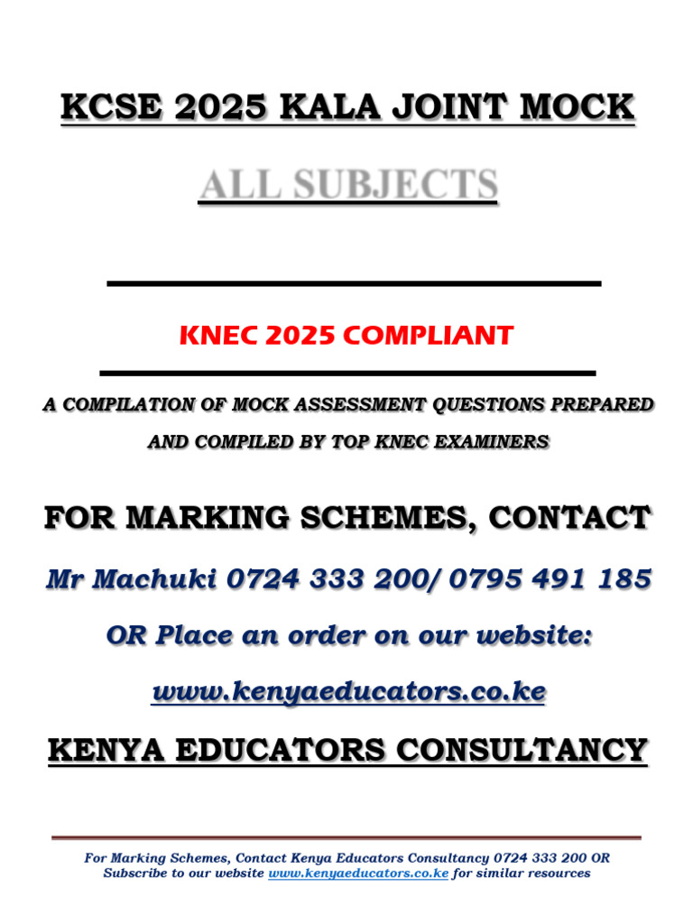 Kcse 2025 Kala Joint Mocks | PDF | Latitude | Mathematics