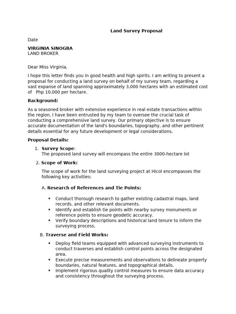 Land Survey Proposal - Bicol CamSur | PDF | Surveying | Geographical ...