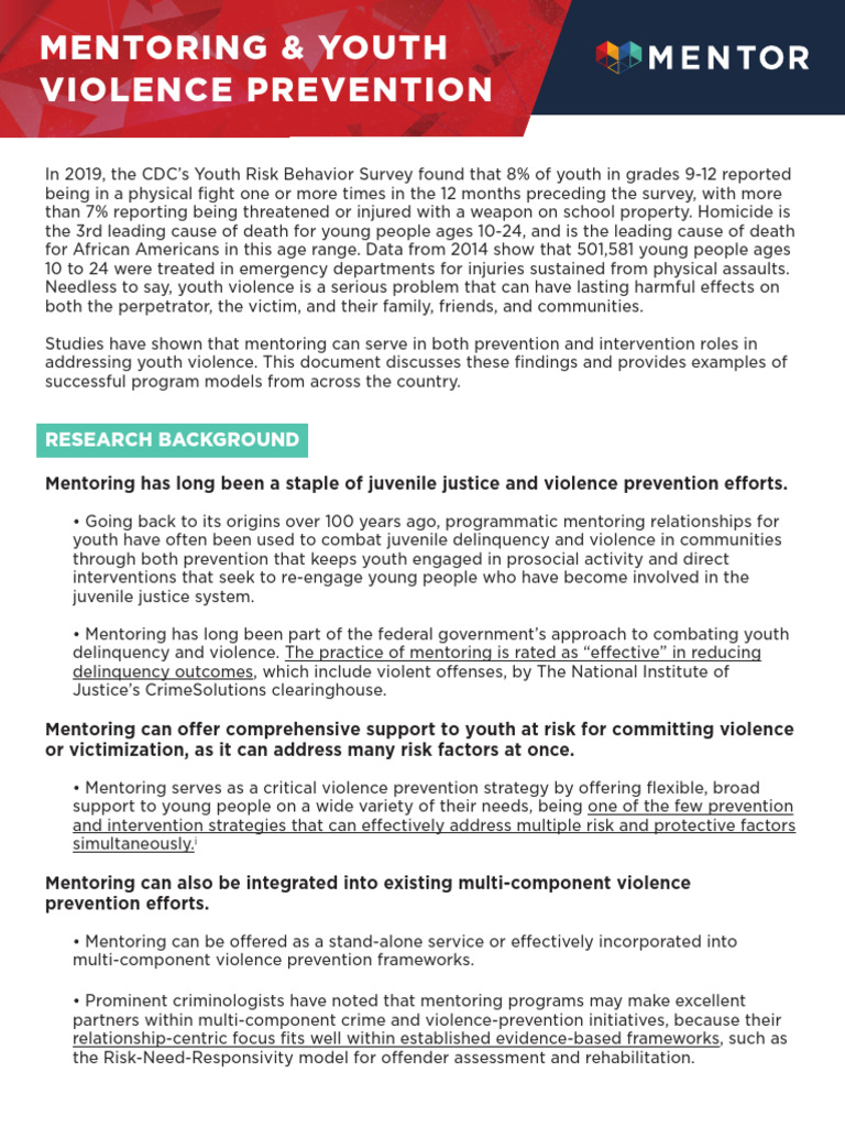 Mentoring and Youth Violence Prevention | PDF | Violence | Juvenile ...