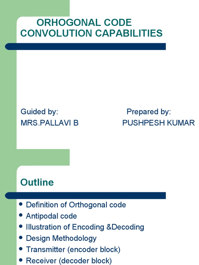 Orthogonal Code Convolution By Pushpesh Pdf Code Bit