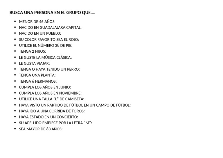 Busca Una Persona en El Grupo Que.. | PDF