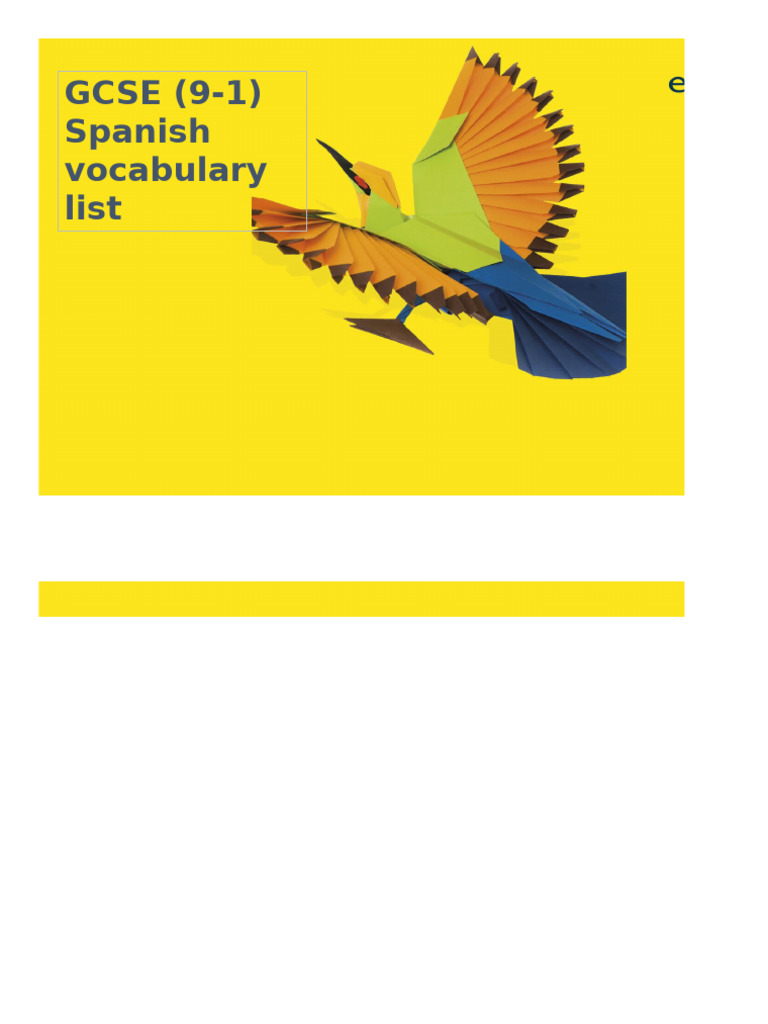GCSE Spanish Vocabulary List | PDF | Foods