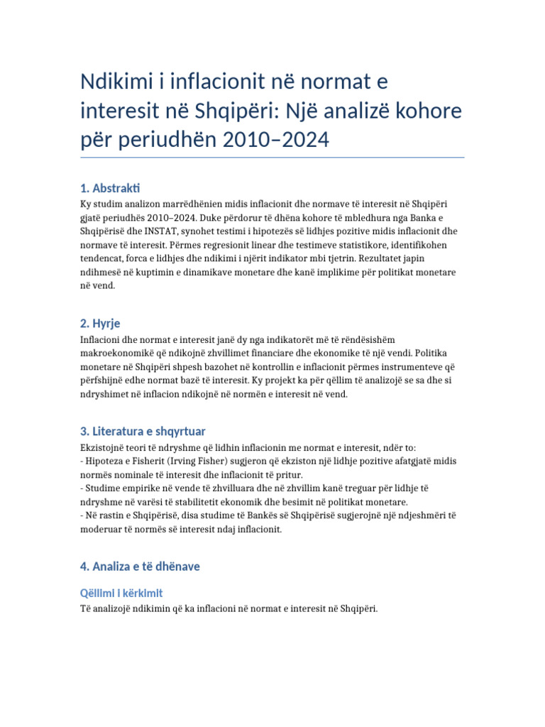 Projekt Metoda Kerkimi Inflacion Interes | PDF