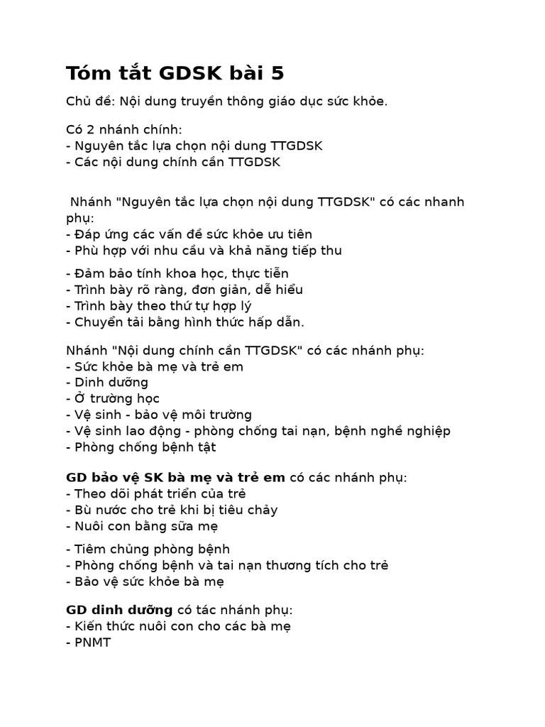 Tóm Tắt GDSK Bài 5(1) | PDF