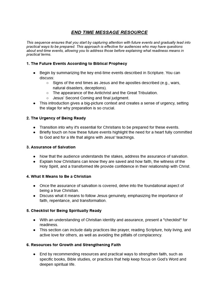 End Time Message Resource | PDF | Christian Eschatology | Jesus