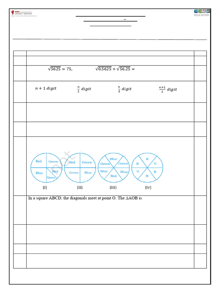 Grade 8 Revision Paper HY | PDF | Mathematics | Elementary Mathematics