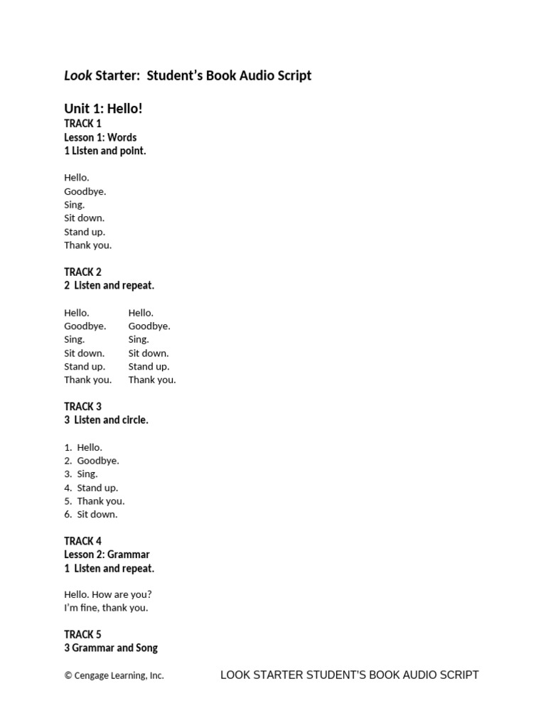 Look Ame SB Starter Audioscript | PDF