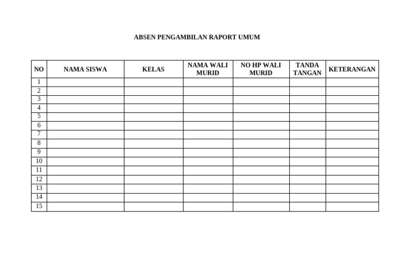 Absen Pengambilan Raport Halaqoh[1] | PDF