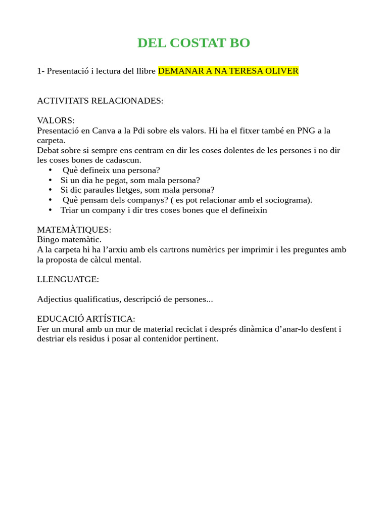 Proposta SA Multidisciplinar DEL COSTAT BO | PDF