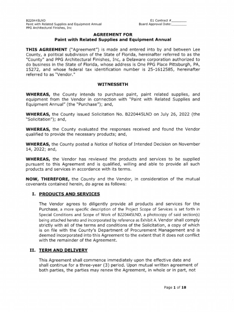 B220445LND PPG Executed ContractOCR | PDF | Indemnity | Insurance