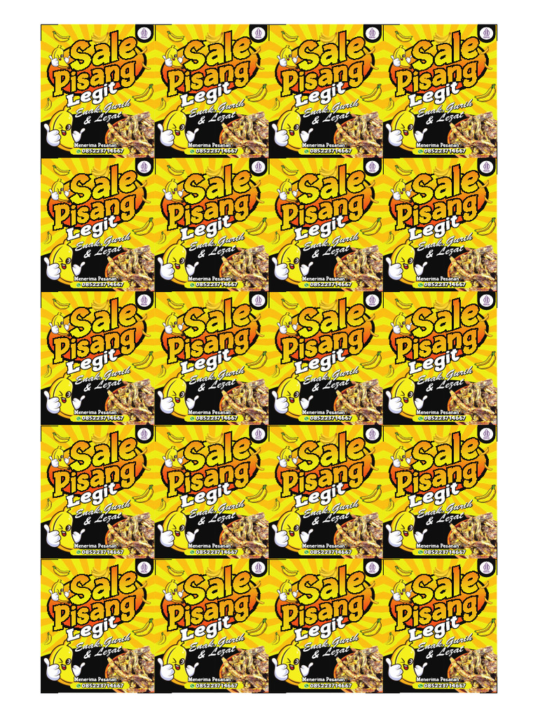 NONO - Label Sale Pisang Cetak Sticker KROMO 5 Lembar | PDF