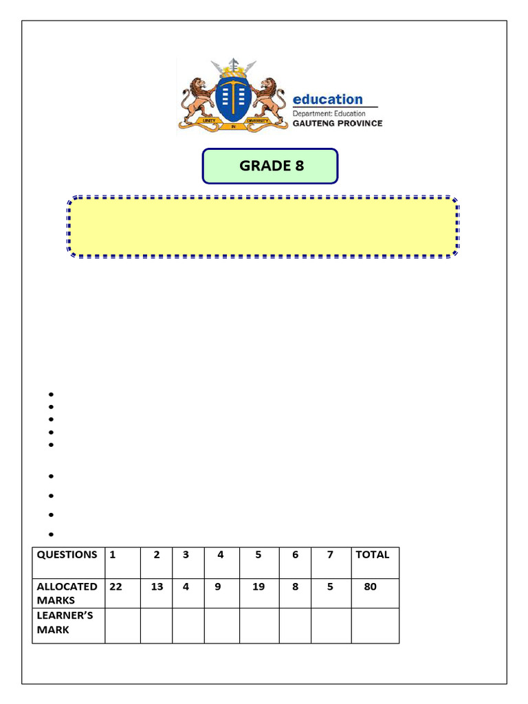 Natural Science Grade 8 Control Test 2024 | PDF | Atoms | Chemical Elements