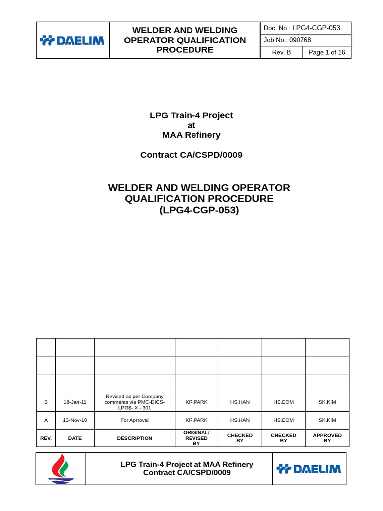 Welder and Welding Operator Qualification Procedure Rev.B | PDF ...