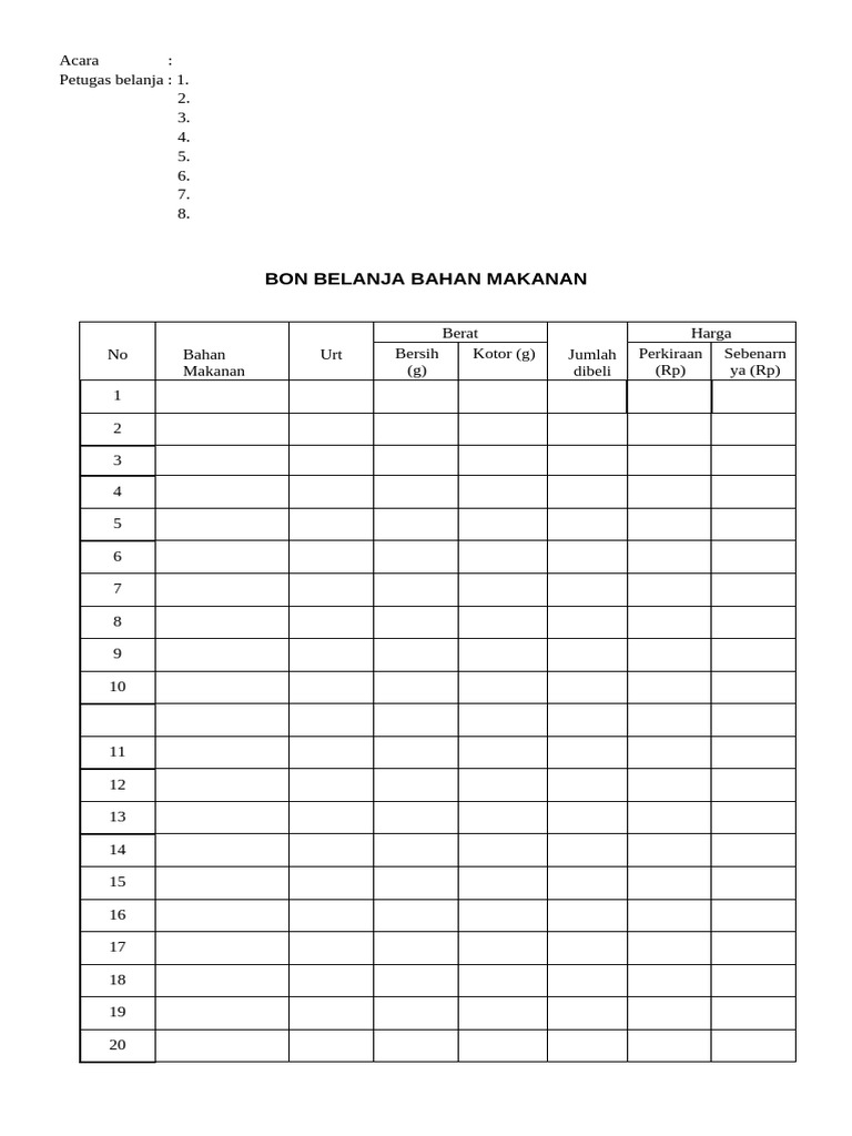 BON BELANJAa | PDF