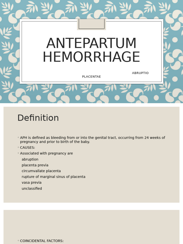 Antepartum Hemorrhage | PDF | Childbirth | Diseases And Disorders