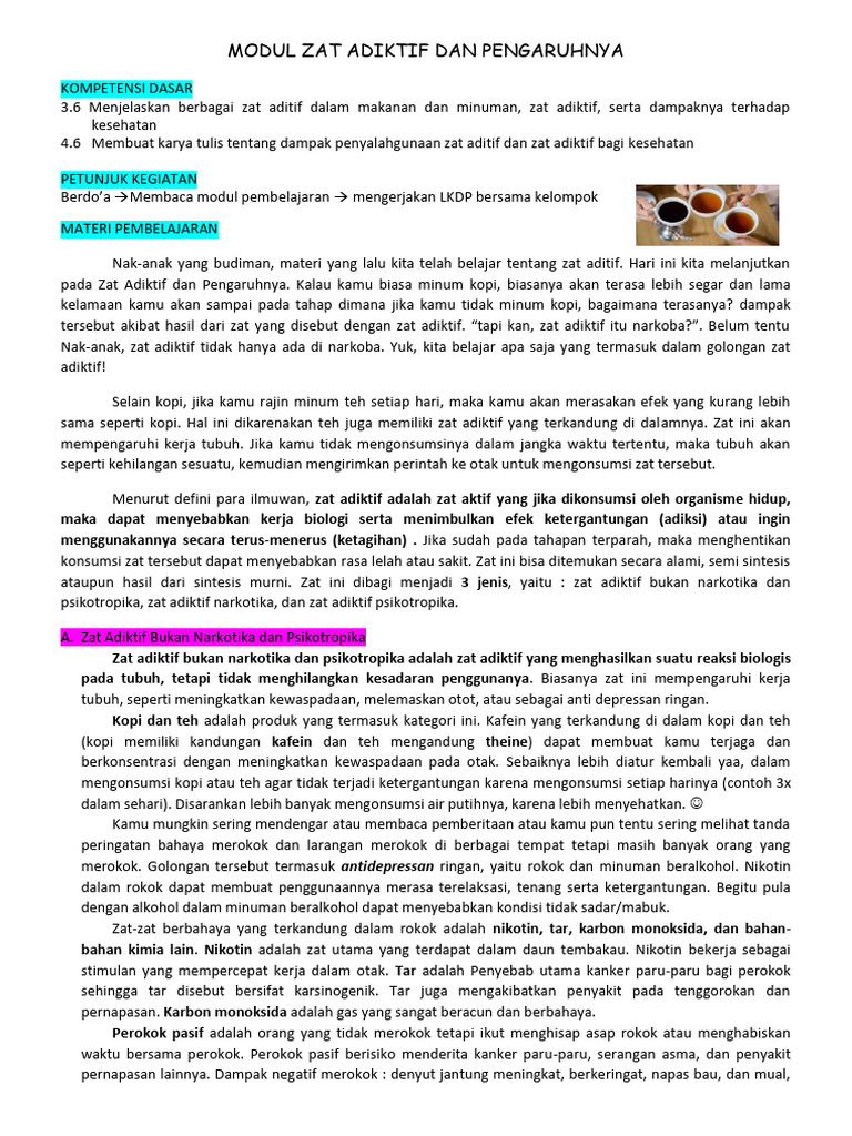 Modul Zat Adiktif + LKPD | PDF