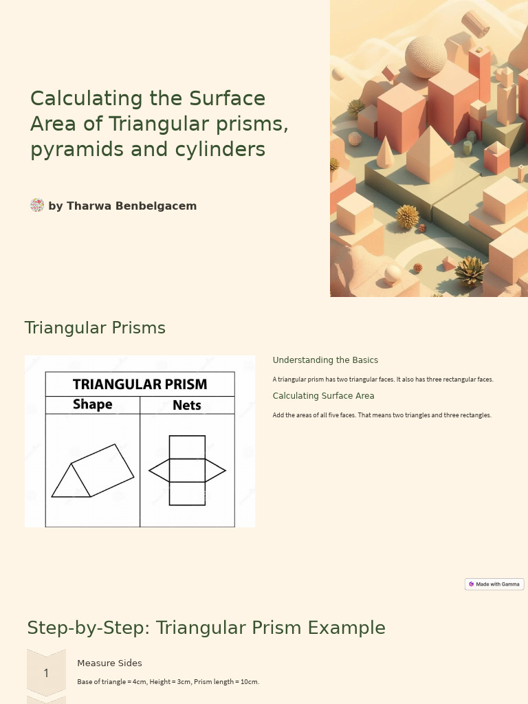 Calculating The Surface Area of Triangular Prisms Pyramids and ...