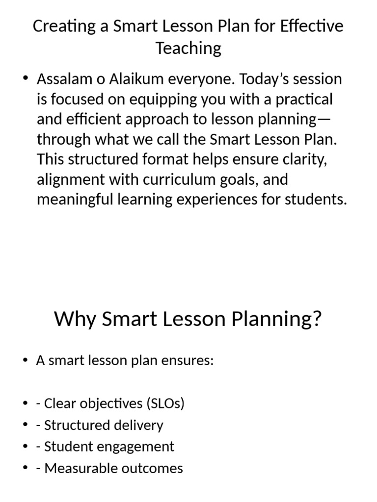 Smart Lesson Plan Presentation | PDF | Lesson Plan | Curriculum
